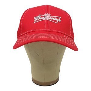Budweiser | Accessories | Budweiser Logo Stitch Red Strapback Cap ...